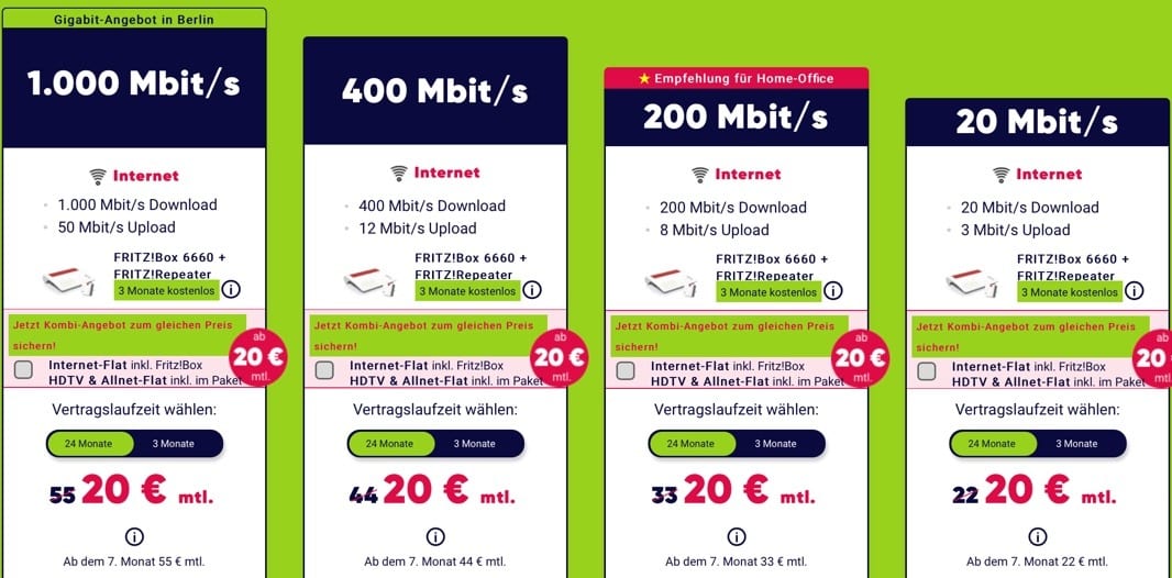 Pyur Internet-Tarife: Pure Speed Tarife mit bis zu 1 Gibt/s